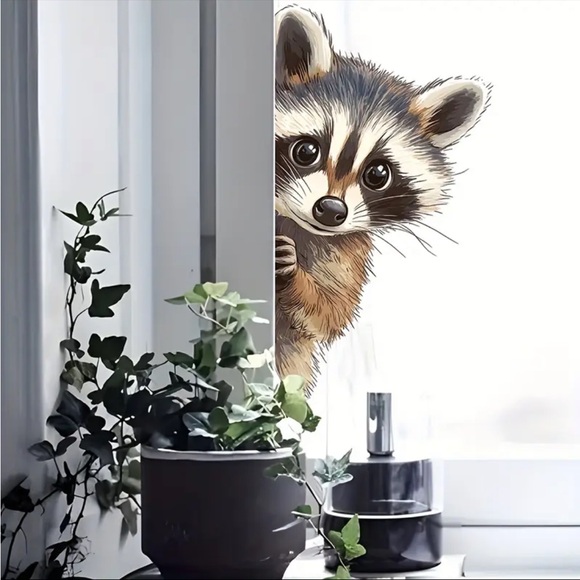 Wall Decor | Cute Raccoon Window Peek Wall Decal Nwt Animal Window ...
